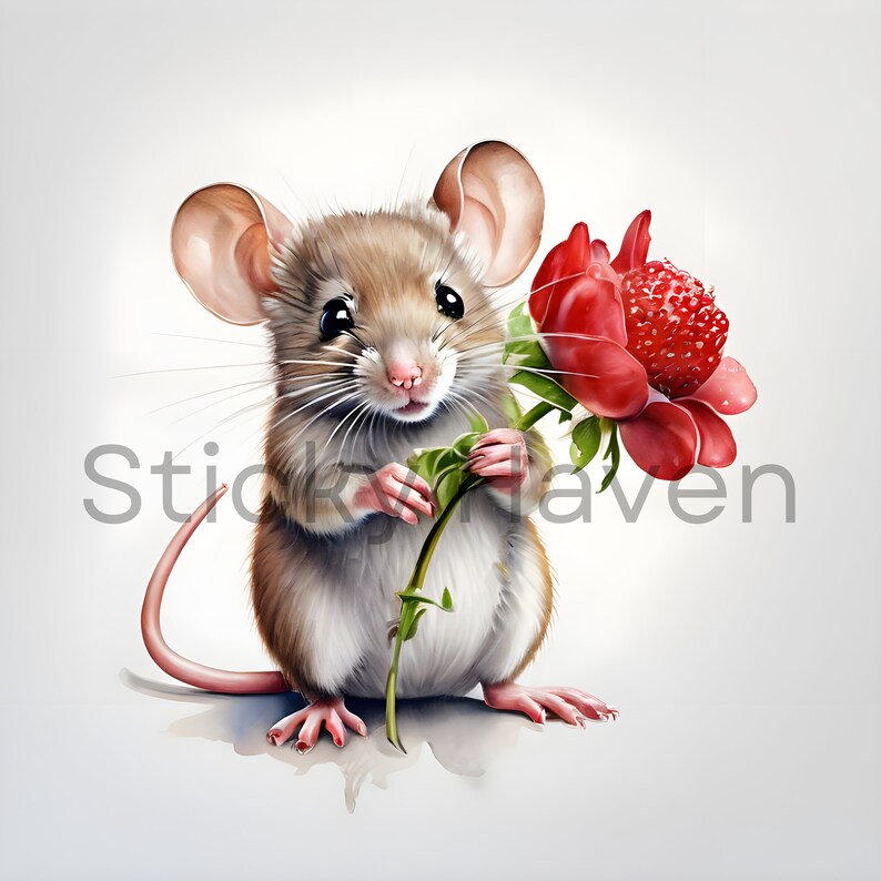 13 High Quality Artworks of Cute Mice With Flowers Jpgs Card Making ...