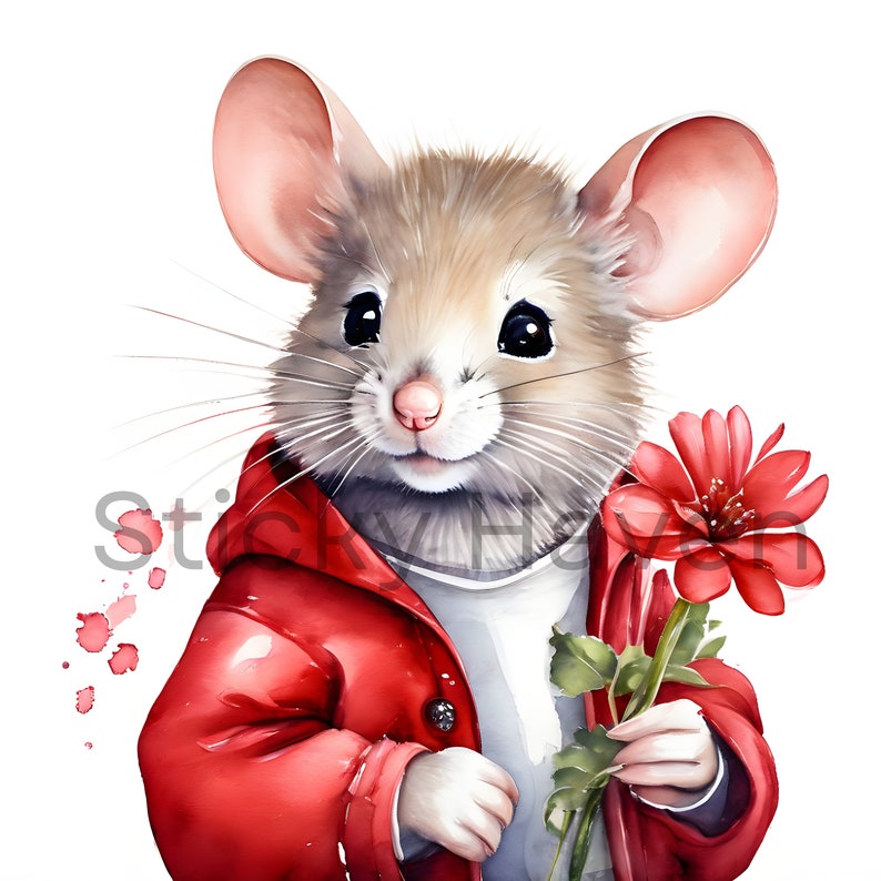 13 High Quality Artworks of Cute Mice With Flowers Jpgs Card Making ...
