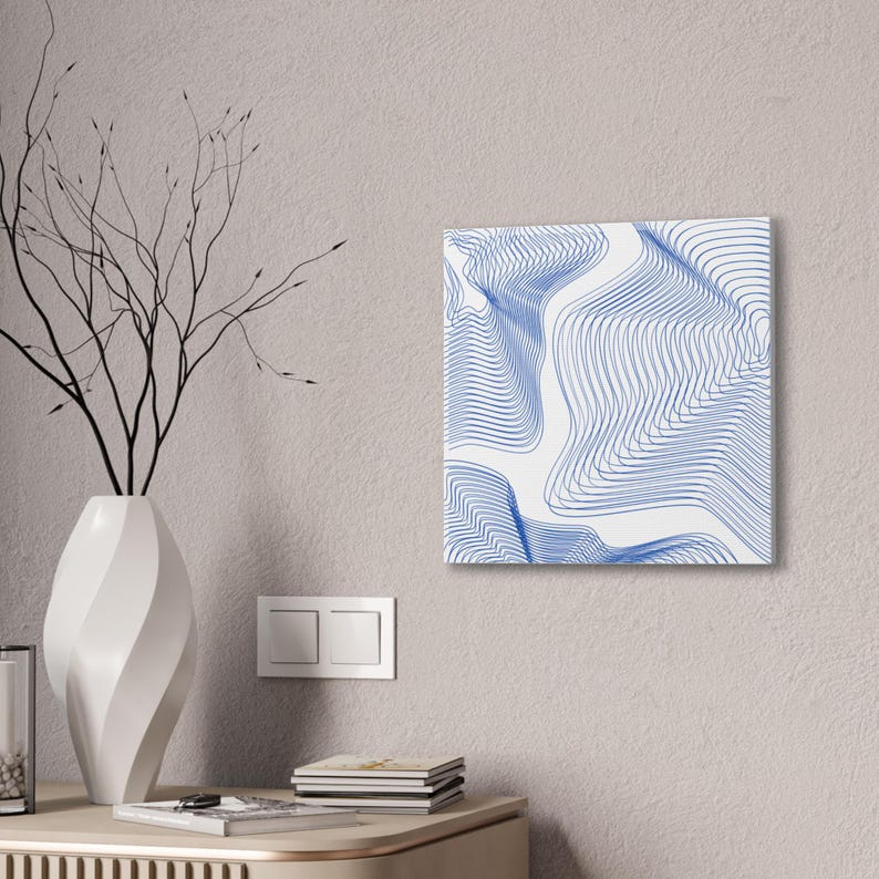 Abstract Blue Line Canvas Print – Modern Minimalist Wall Art - Etsy