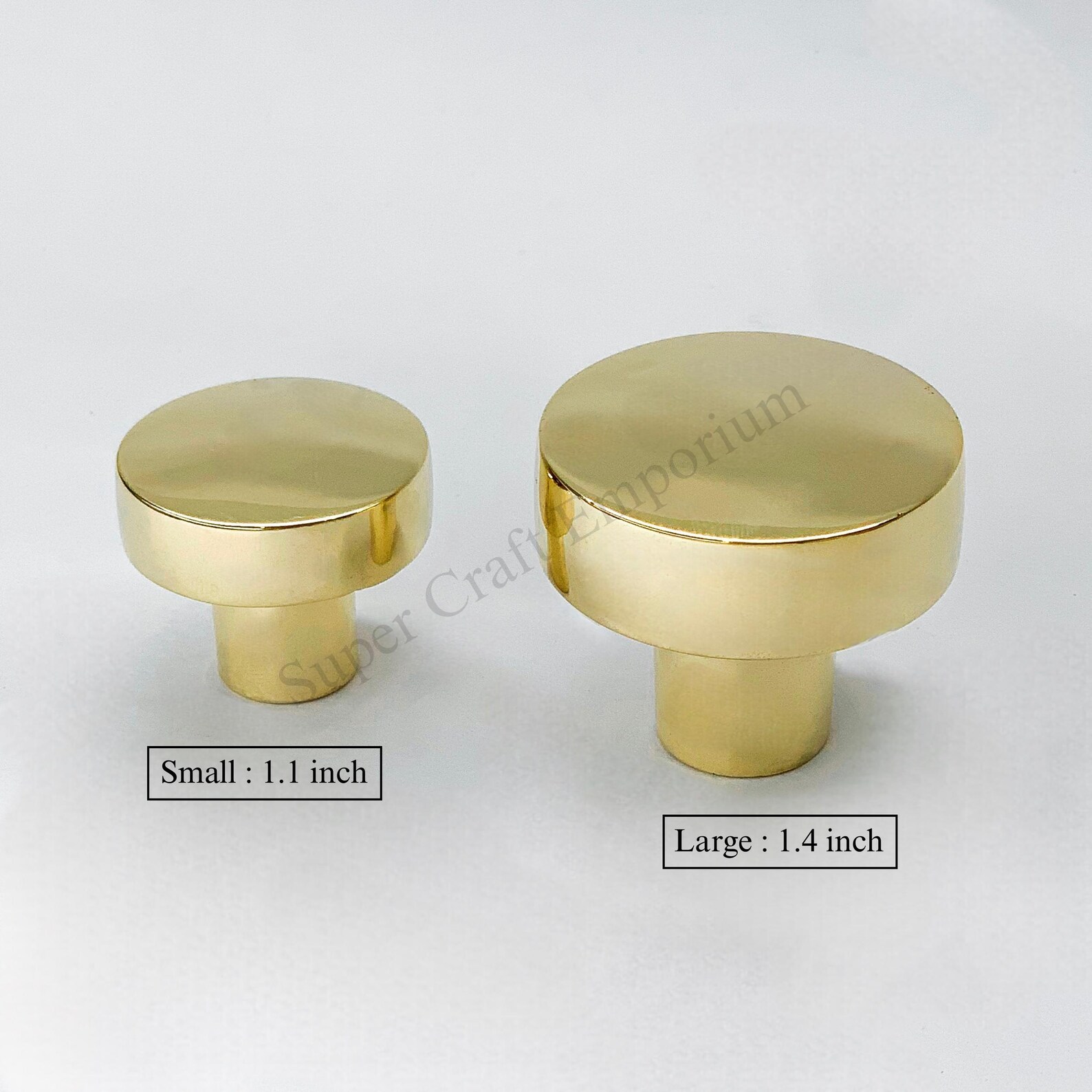 Unlacquered Polished Brass Flat Round Cabinet Knobs With Backplates ...