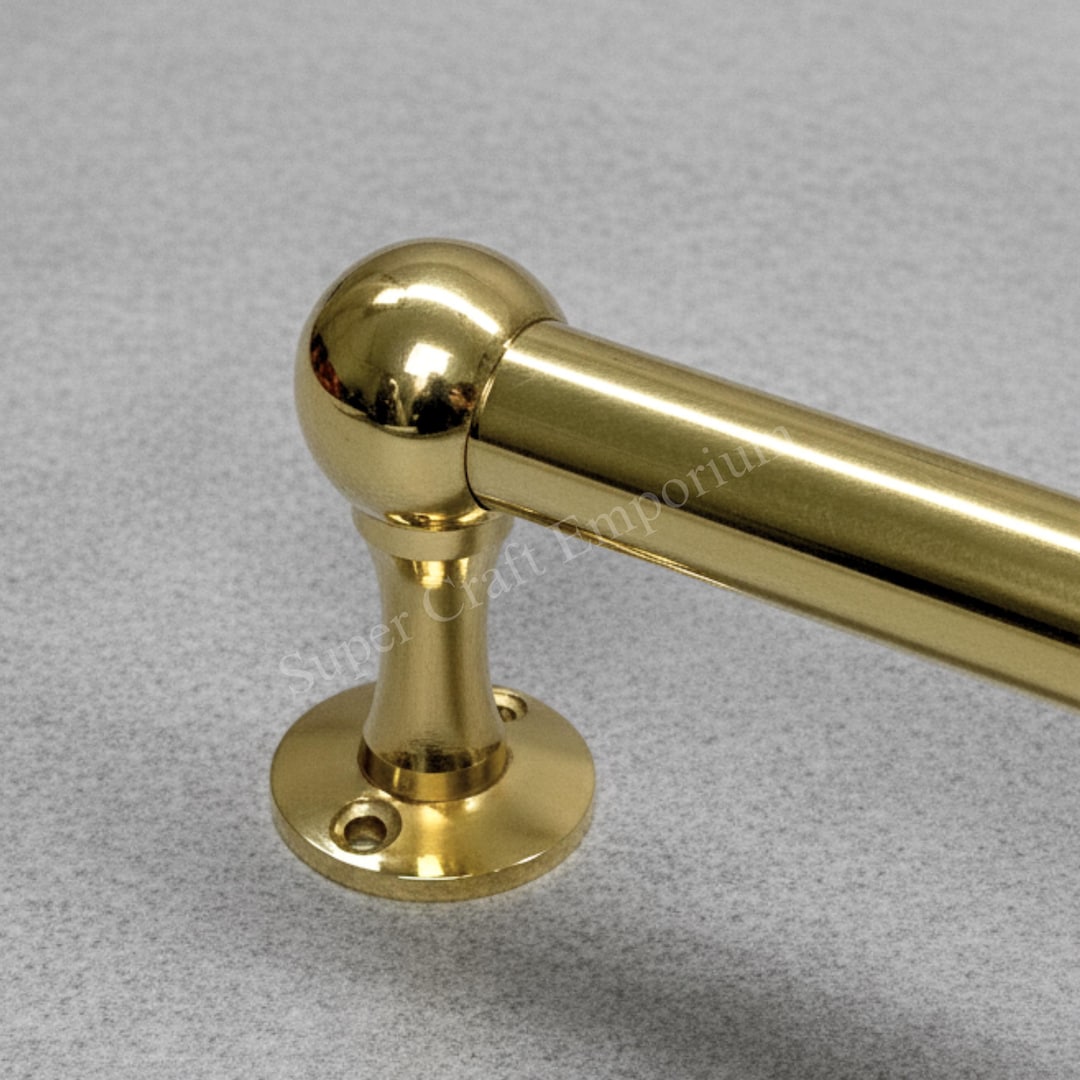 Unlacquered Brass Pot Rail | Solid Brass Kitchen Wall Rail With Ball ...