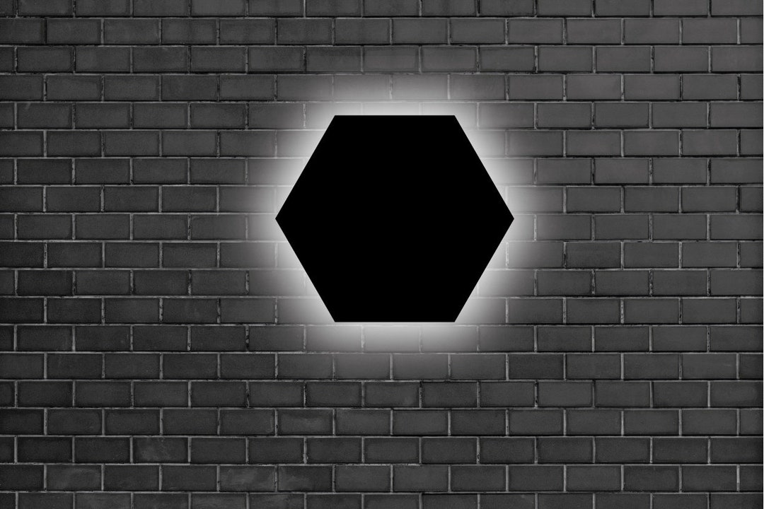 Hexagon Led Sign Lighted Hexagon Geometric Wall Decor Led Light Frame ...