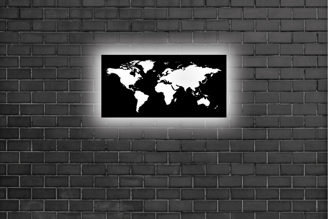Map Led Sign Lighted Map Wall Decor Led Light Frame RGB Color Changing ...