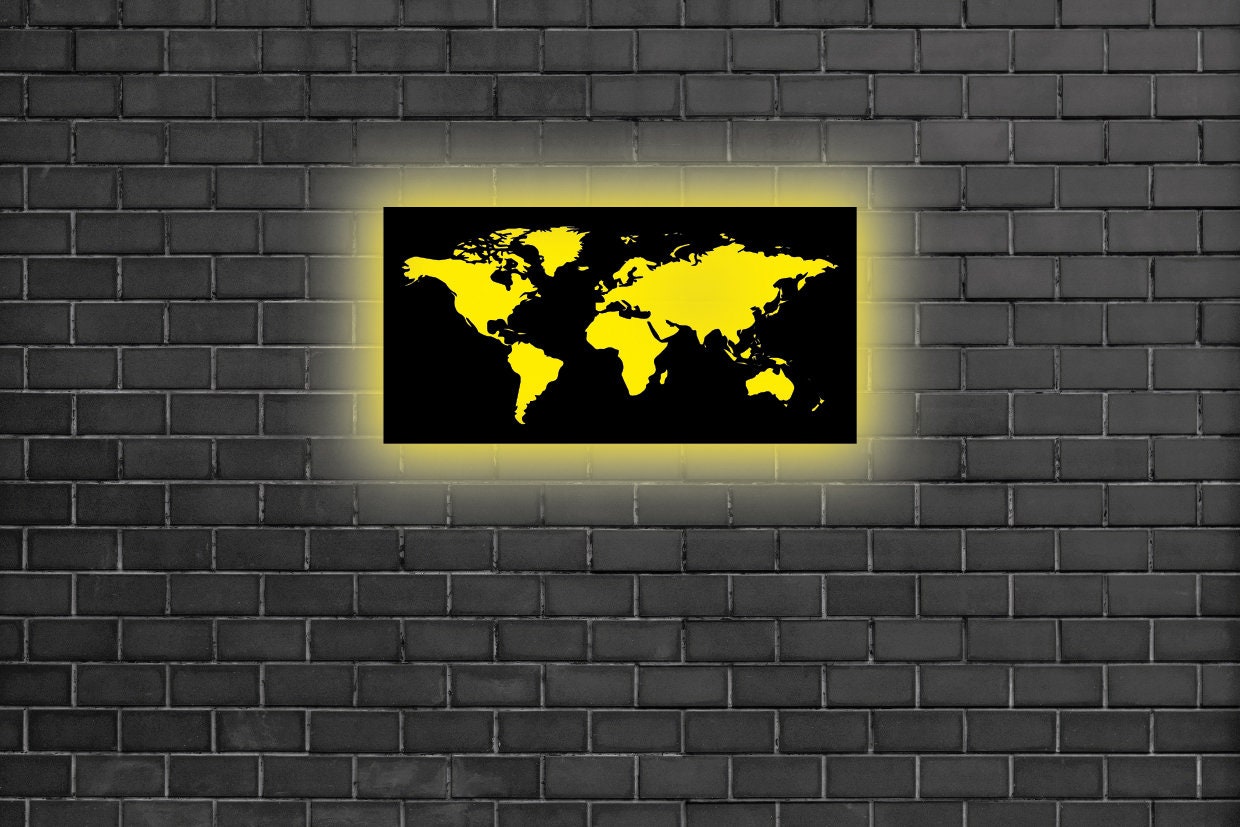 Map Led Sign Lighted Map Wall Decor Led Light Frame RGB Color Changing ...