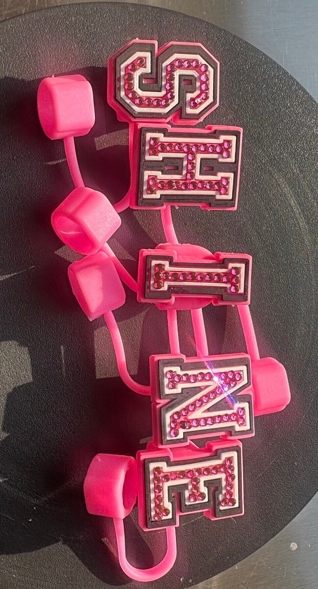 Hot Pink Bling Letter Straw Cover - Etsy