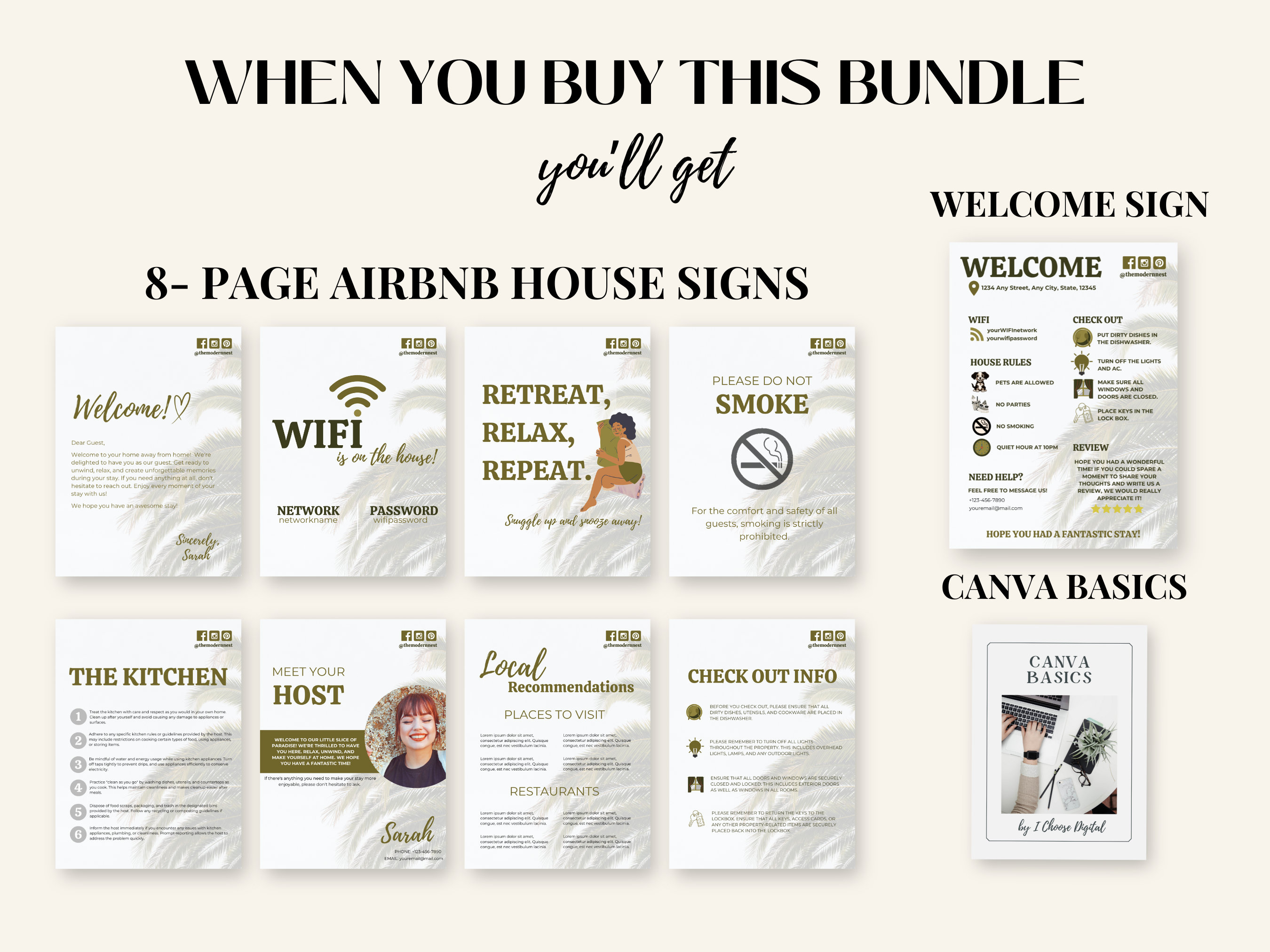 Editable Airbnb House Sign Bundle, Airbnb Signage Signs for Short Term ...