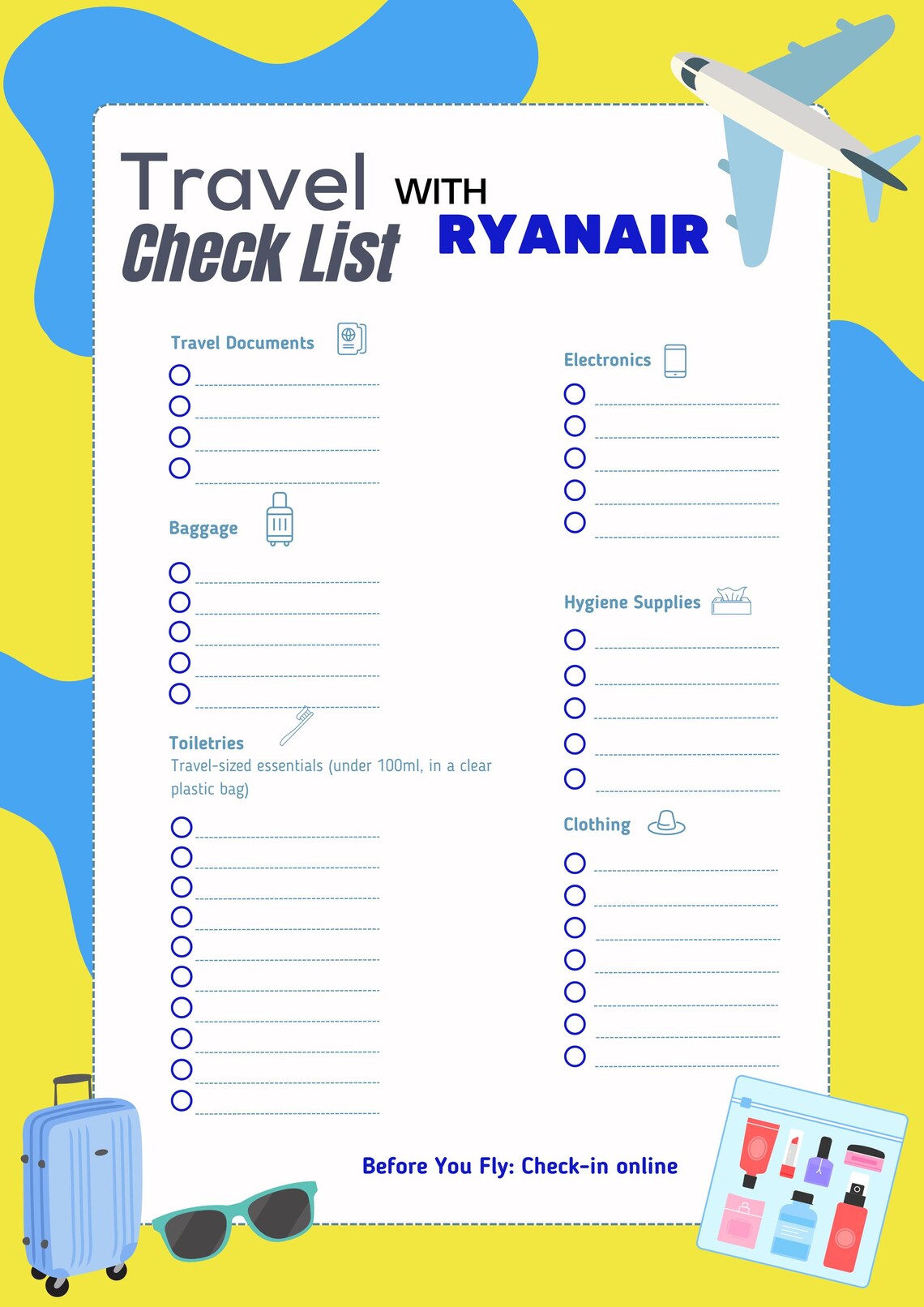 Flying With Ryanair Packing Checklist, Digital Printable Checklist ...