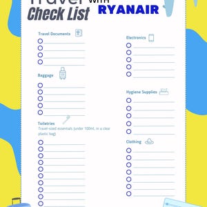 Flying With Ryanair Packing Checklist, Digital Printable Checklist ...