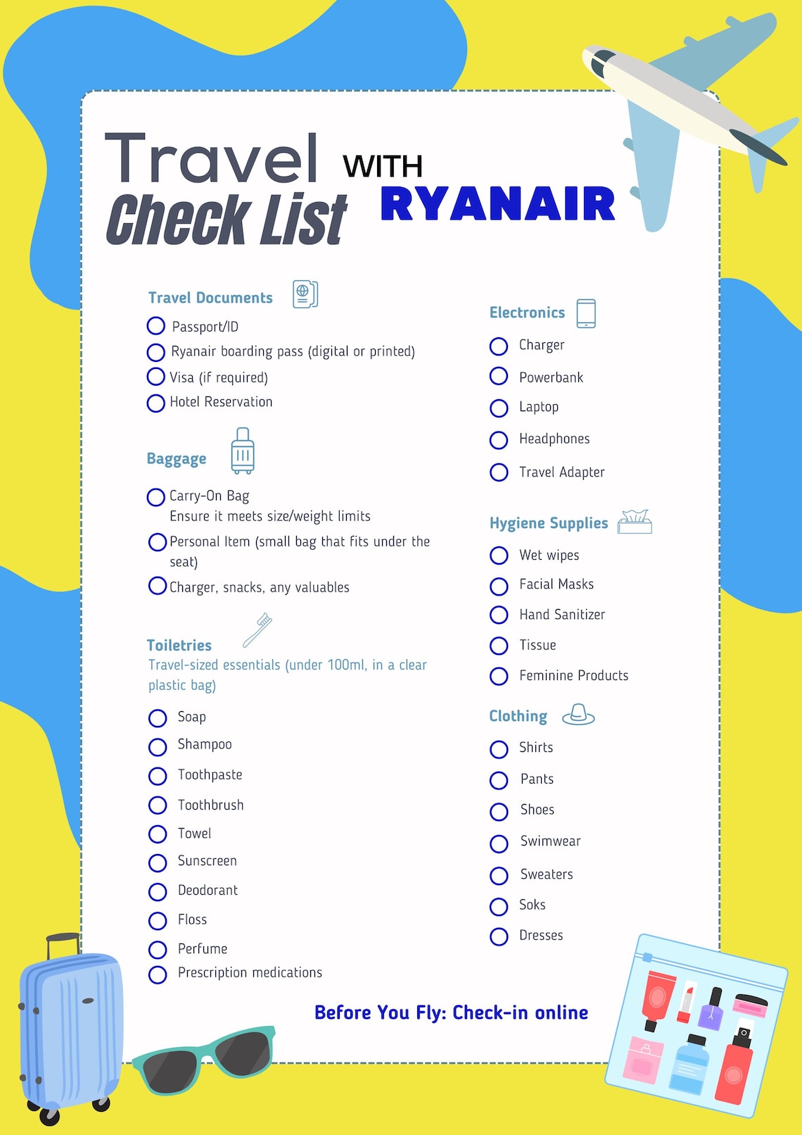 Flying With Ryanair Packing Checklist, Digital Printable Checklist ...