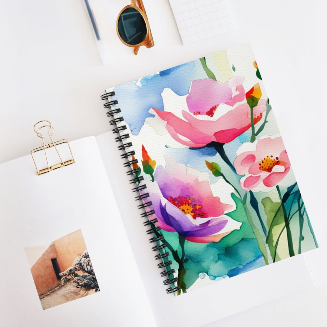 Spiral Notebook Ruled Line, Watercolor Journal, Lined Writing Journal ...