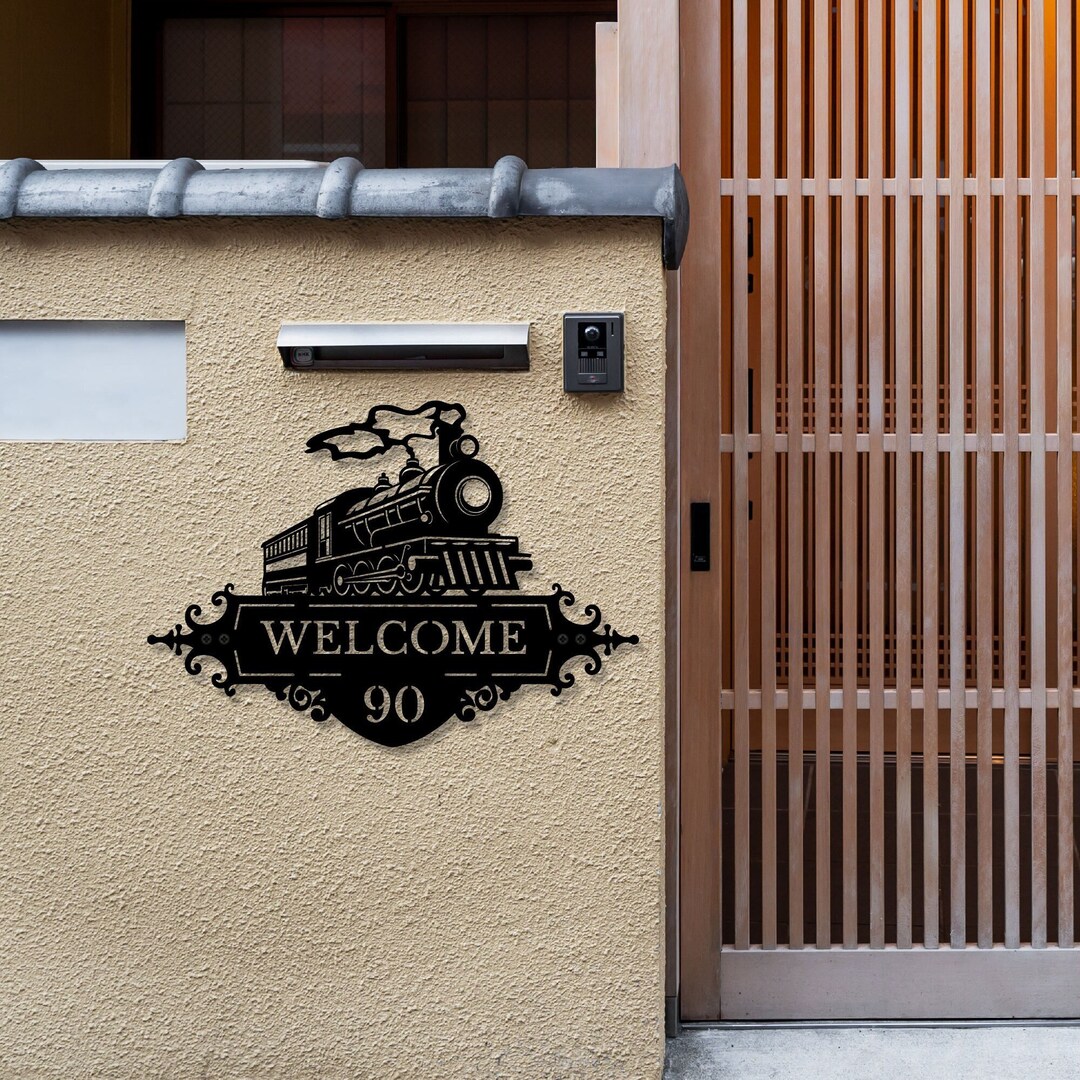 Custom Metal Welcome Sign, Steel House Numbers, Lawn Stakes Adress ...