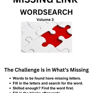 Missing Link Wordsearch Puzzle New Type of Word Search Double the ...