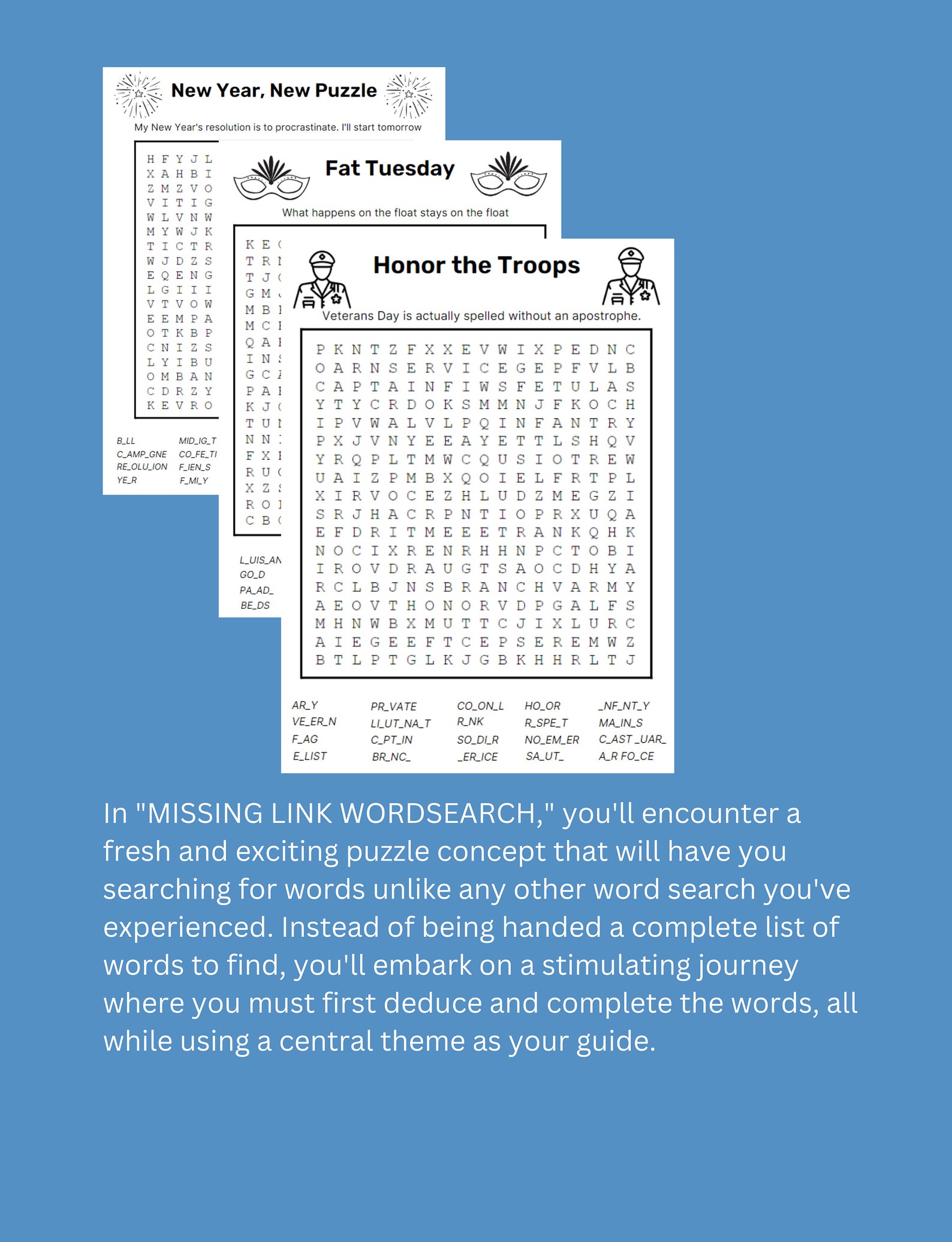 Missing Link Wordsearch Puzzle New Type of Word Search Double the ...