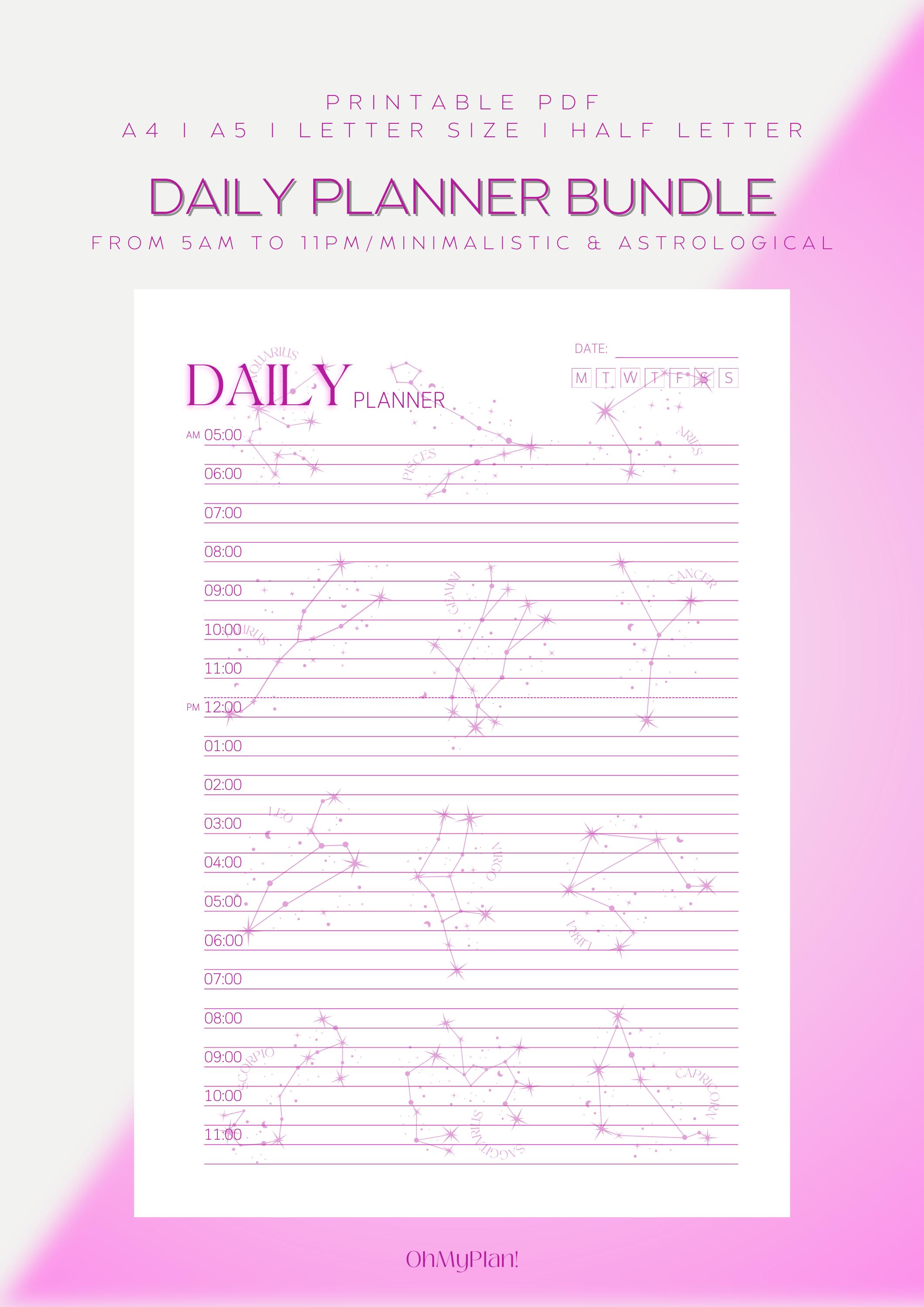 Printable Daily Agenda Set: 5AM - 11PM Hourly Planner, 2025 Planner ...