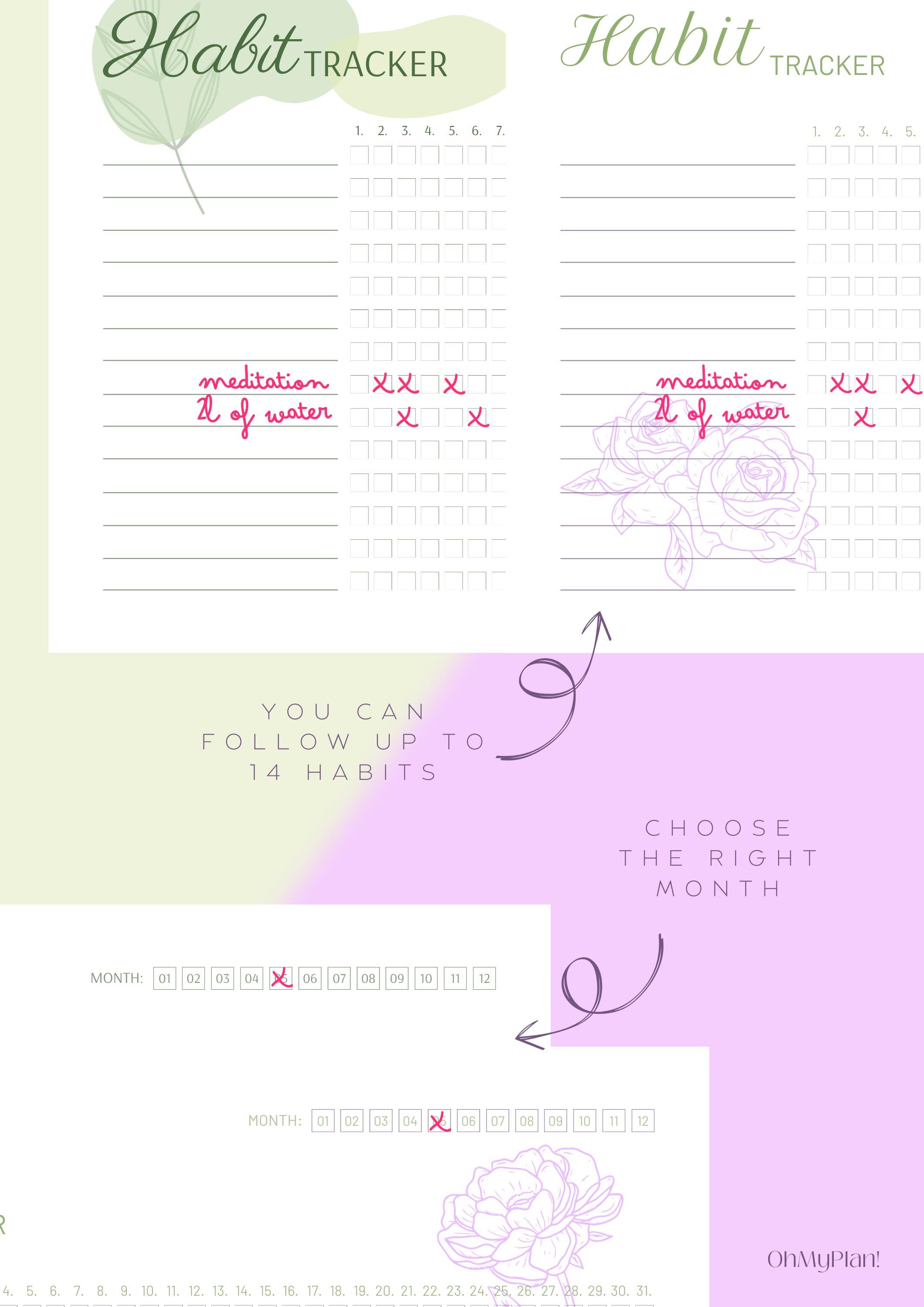 Printable Habit Tracker Bundle: Task Tracker to Build Daily Routine ...