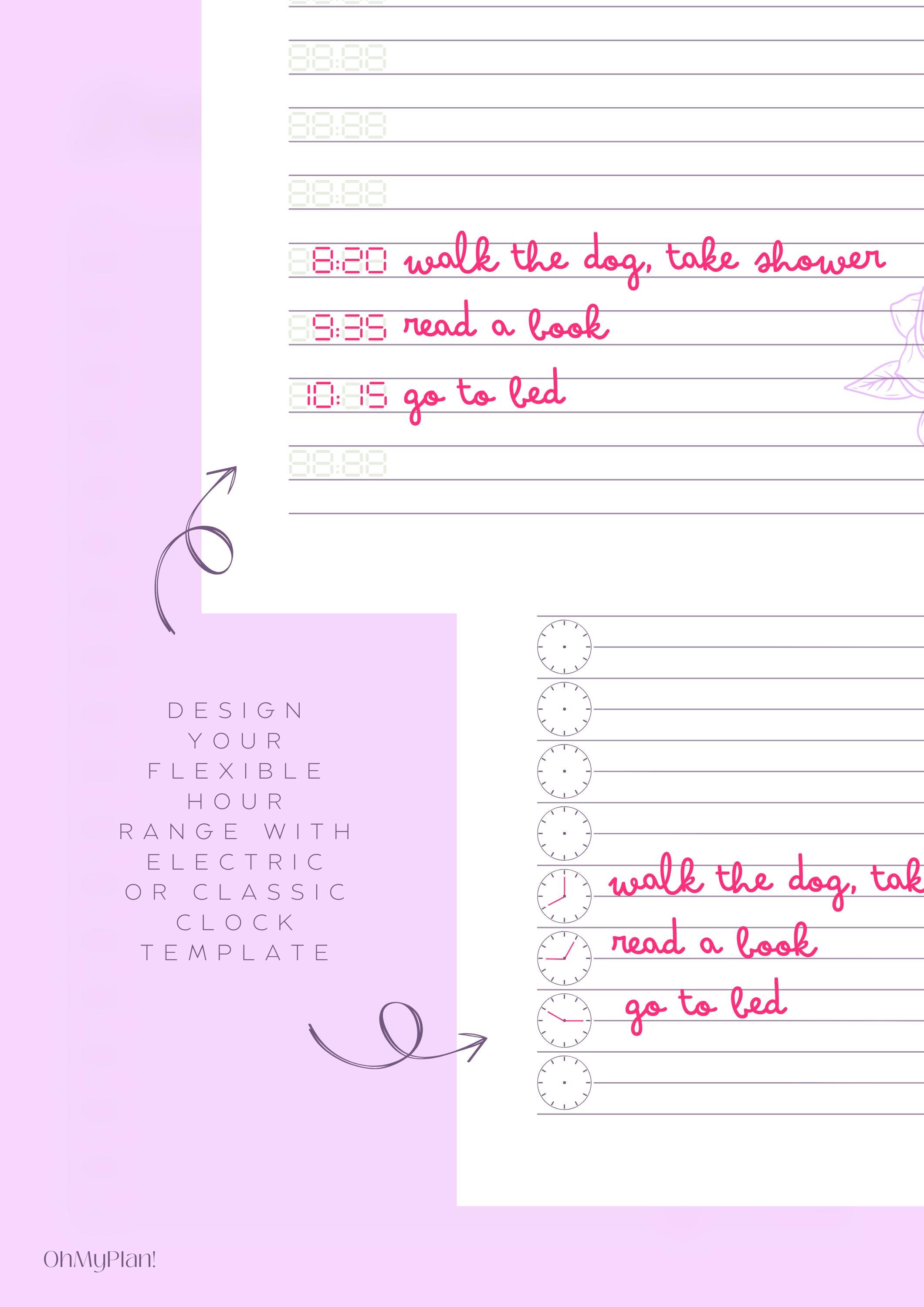 Floral Theme Printable Daily Planner Bundle: 5AM - 11PM Hourly Planner ...