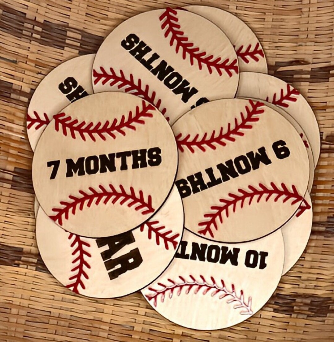 Baseball Monthly Milestone Markers | Wood Monthly Markers | Photo Props ...