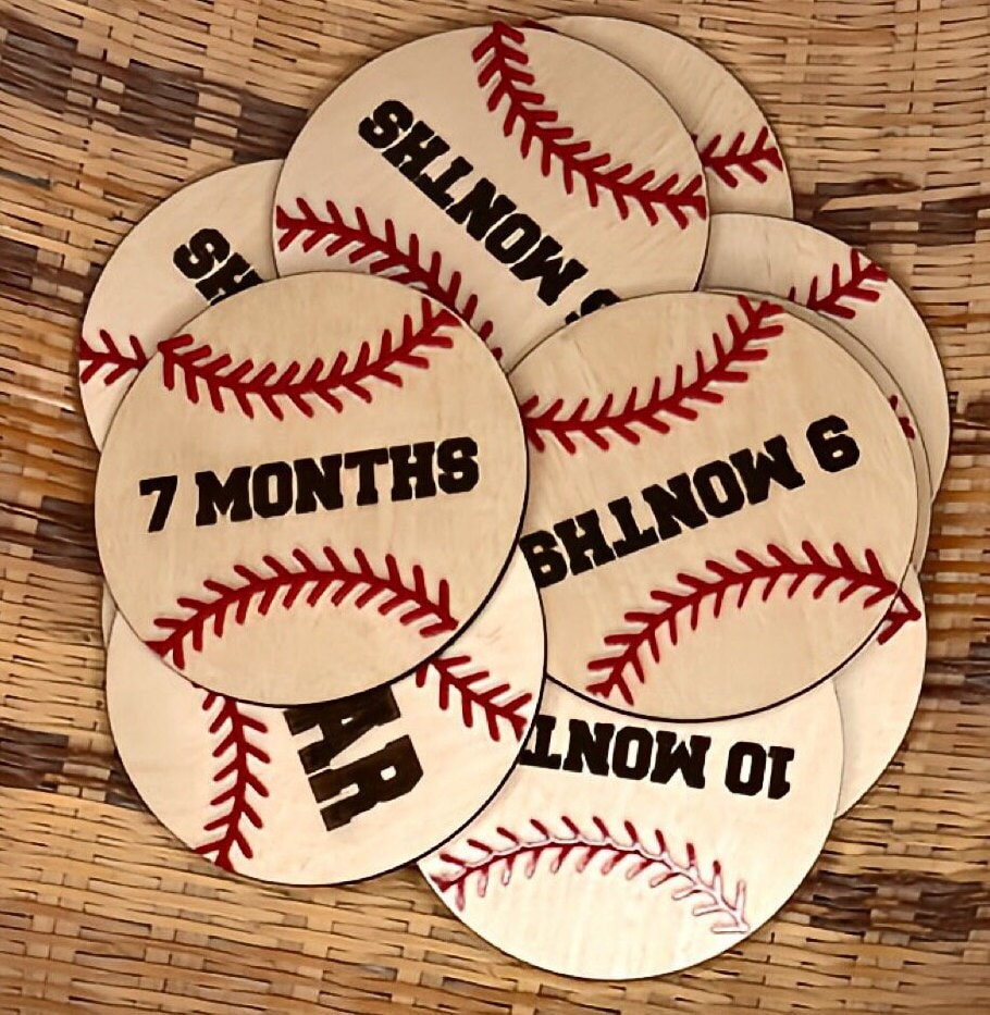 Baseball Monthly Milestone Markers Wood Monthly Markers Photo Props - Etsy