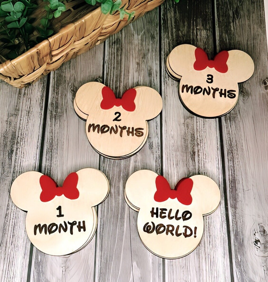 Mouse Wood Monthly Milestone Markers milestone Markers Baby Monthly ...