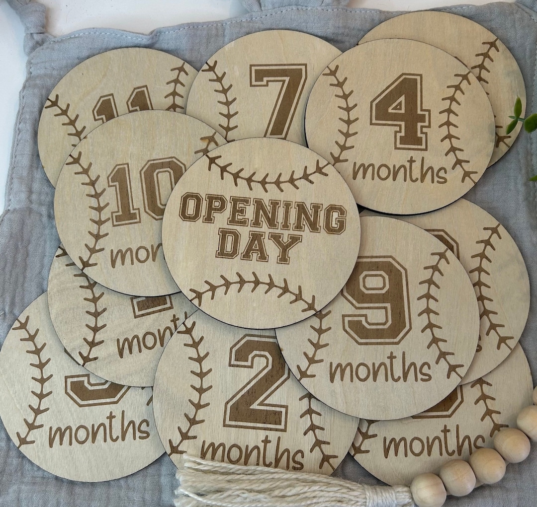 Baseball Monthly Milestones | Baseball Wood Milestone Disc | Photo ...
