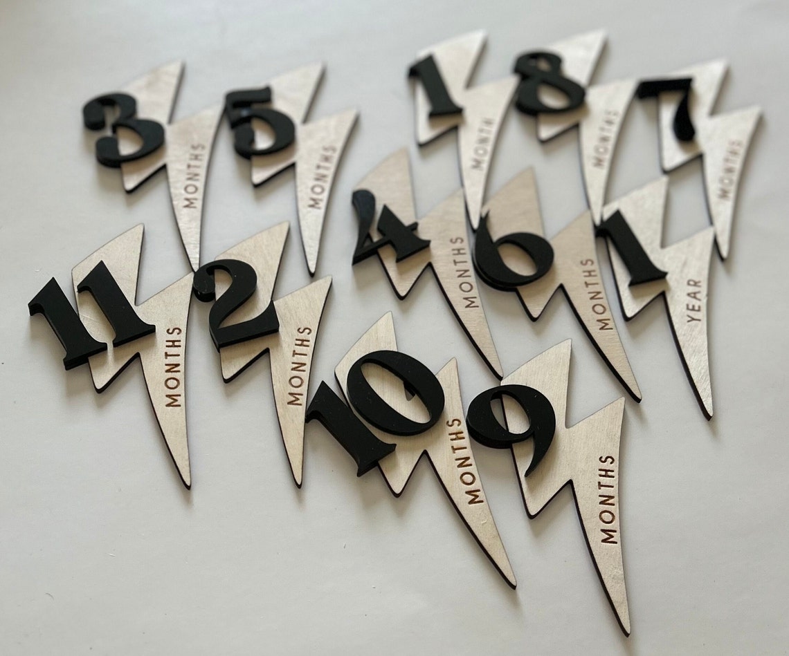 Lightning Bolt Baby Milestone Markers: Baltic Birch Photo Props - Etsy
