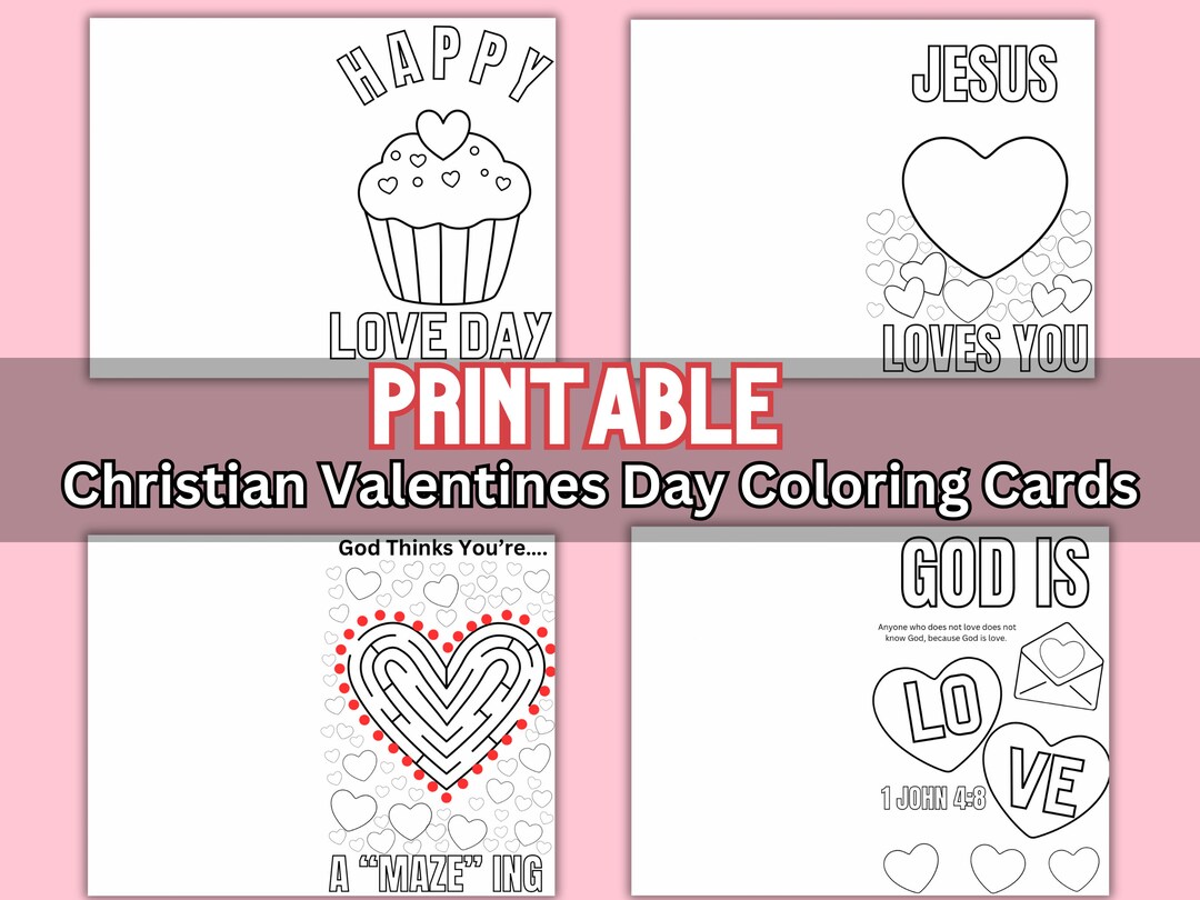 Christian Valentines Day Coloring Card for Children, Great Valentine’s ...