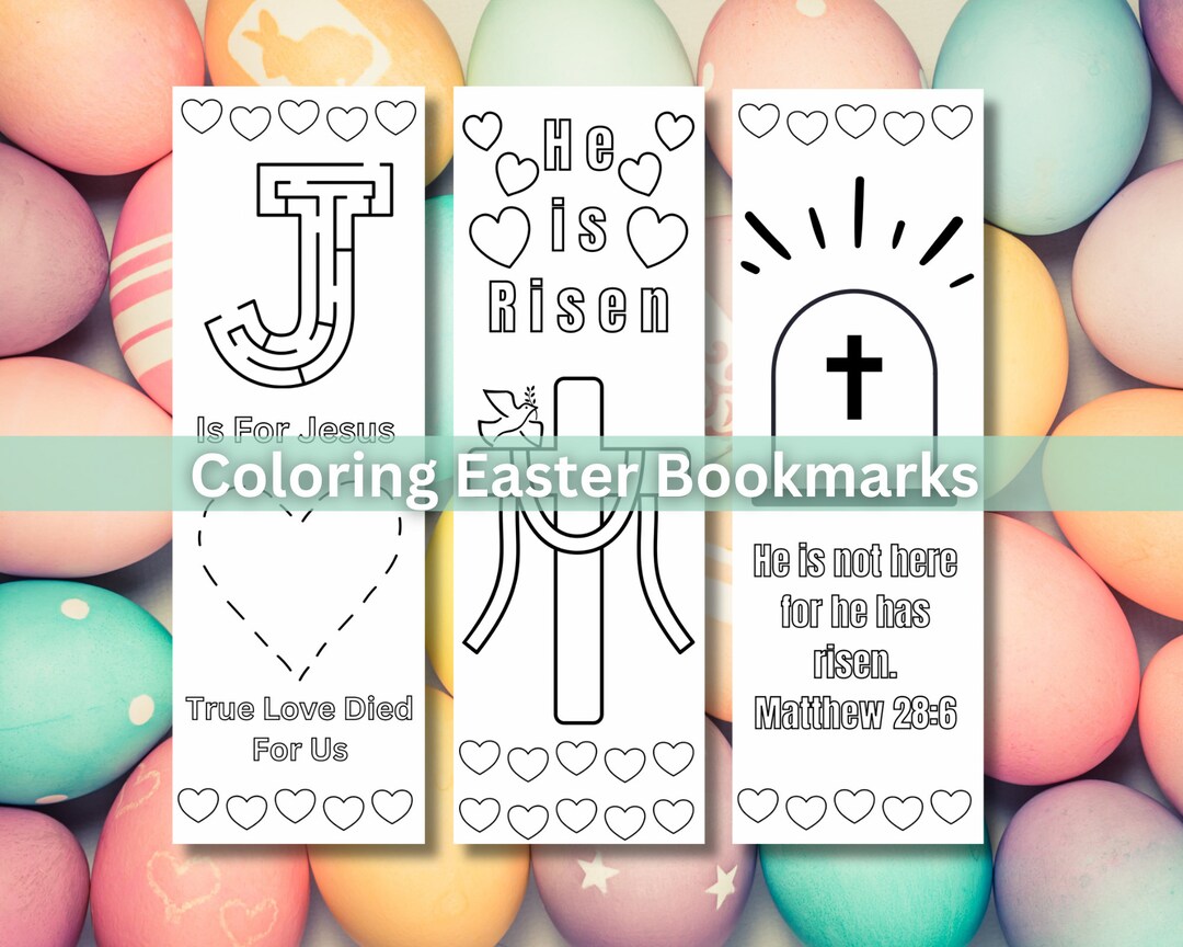 Coloring Printable He is Risen Easter Bookmarks for Kids - Etsy