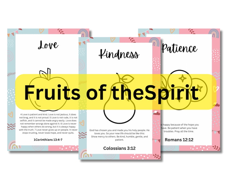 The Fruits of the Spirit Scripture and Coloring for Both Girls and Boys ...