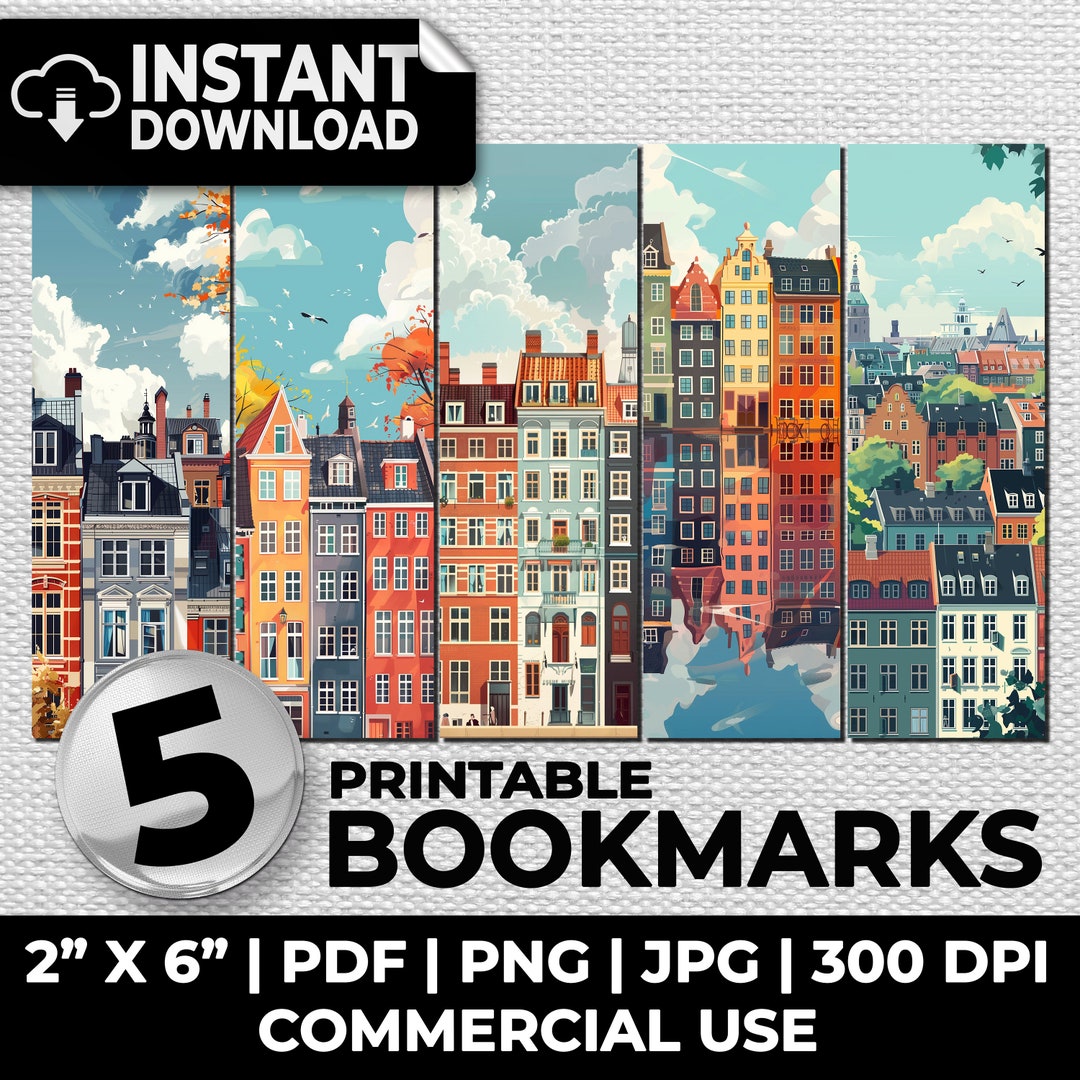 Copenhagen Houses Bookmark Sublimation Whimsical Bookmarks Ephemera ...
