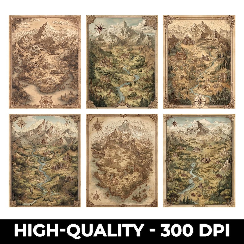 Fantasy Map Antique RPG Old World Dnd Journal Papers Printable Pages ...