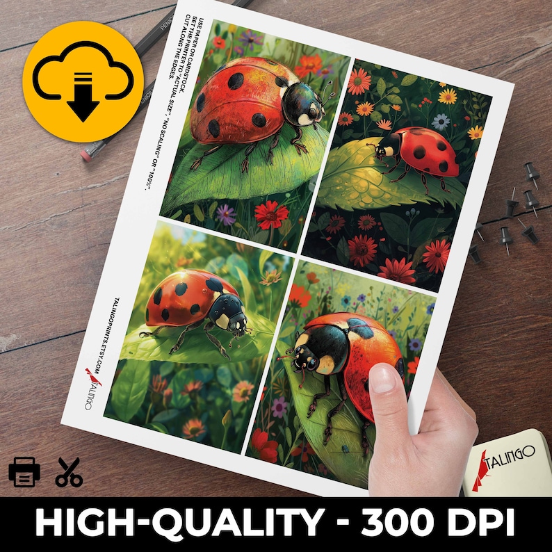 Cute Ladybug ATC Cards Junk Journal Kit Ephemera Printable Digital ...