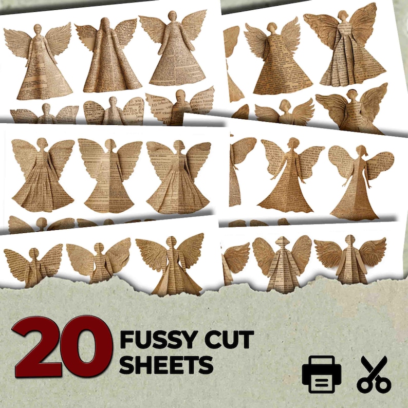 Kraft Paper Angels Fussy Cuts Ephemera Printable Sheets Junk Journal ...