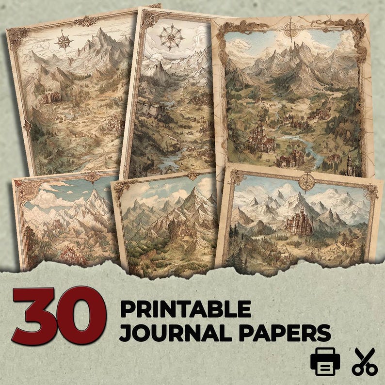 Fantasy Map Antique RPG Old World Dnd Journal Papers Printable Pages ...