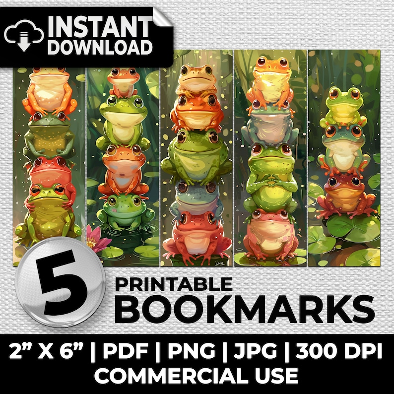 Cute Frogs Bookmark Kawaii Frog Sublimation Whimsical Bookmarks ...