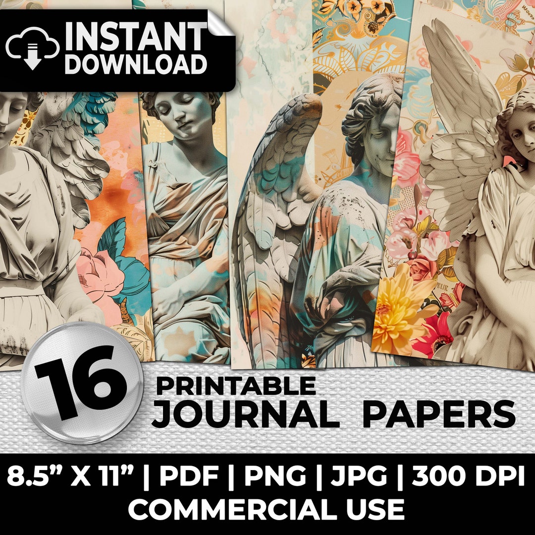 Angel Journal Papers Printable Pages Angels Ephemera Scrapbooking ...