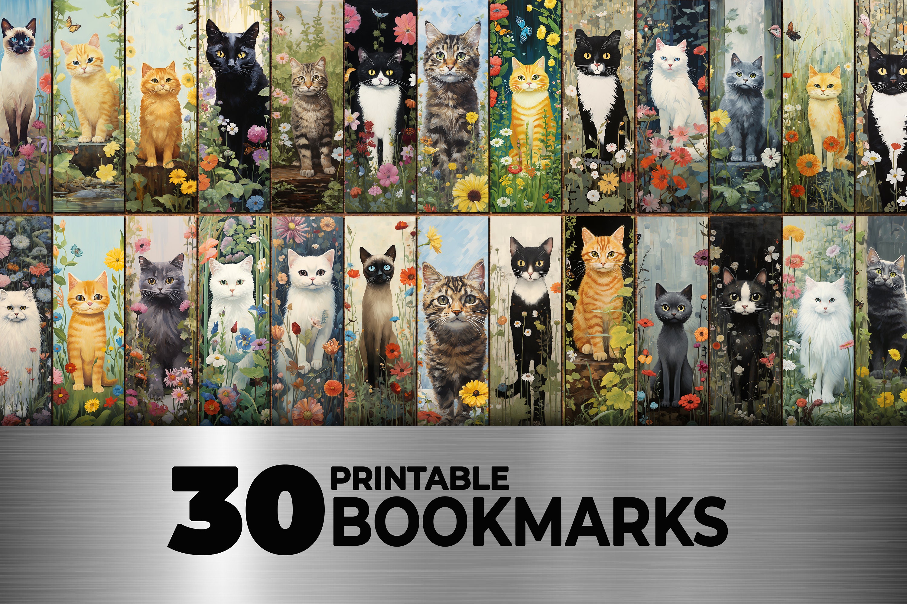 Cats Bookmarks, Cat Lady, Cat Mom, Whimsical, Ephemera Printable ...