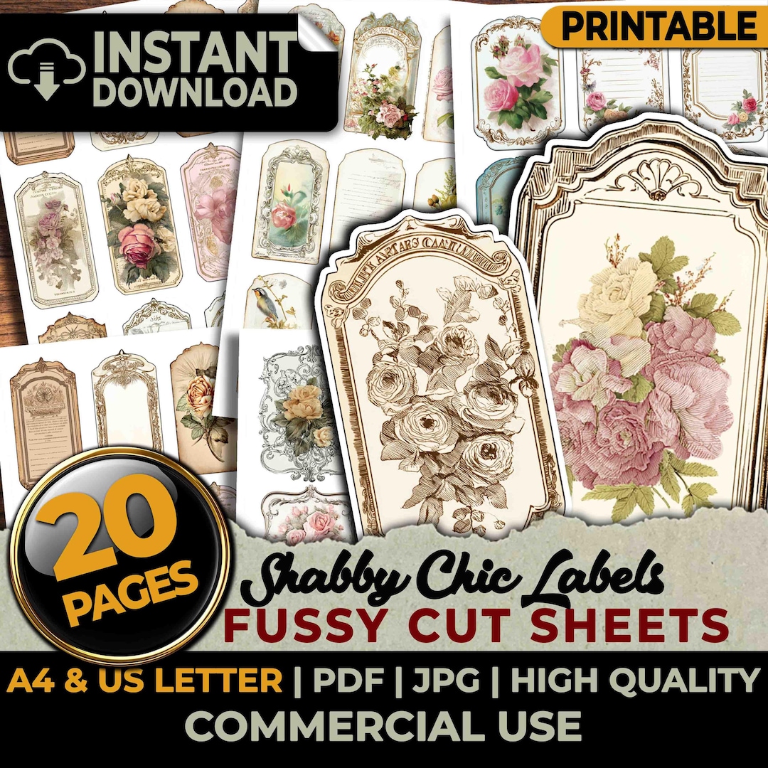 Shabby Chic Labels Vintage Victorian Ornate Antique Fussy Cuts Ephemera ...