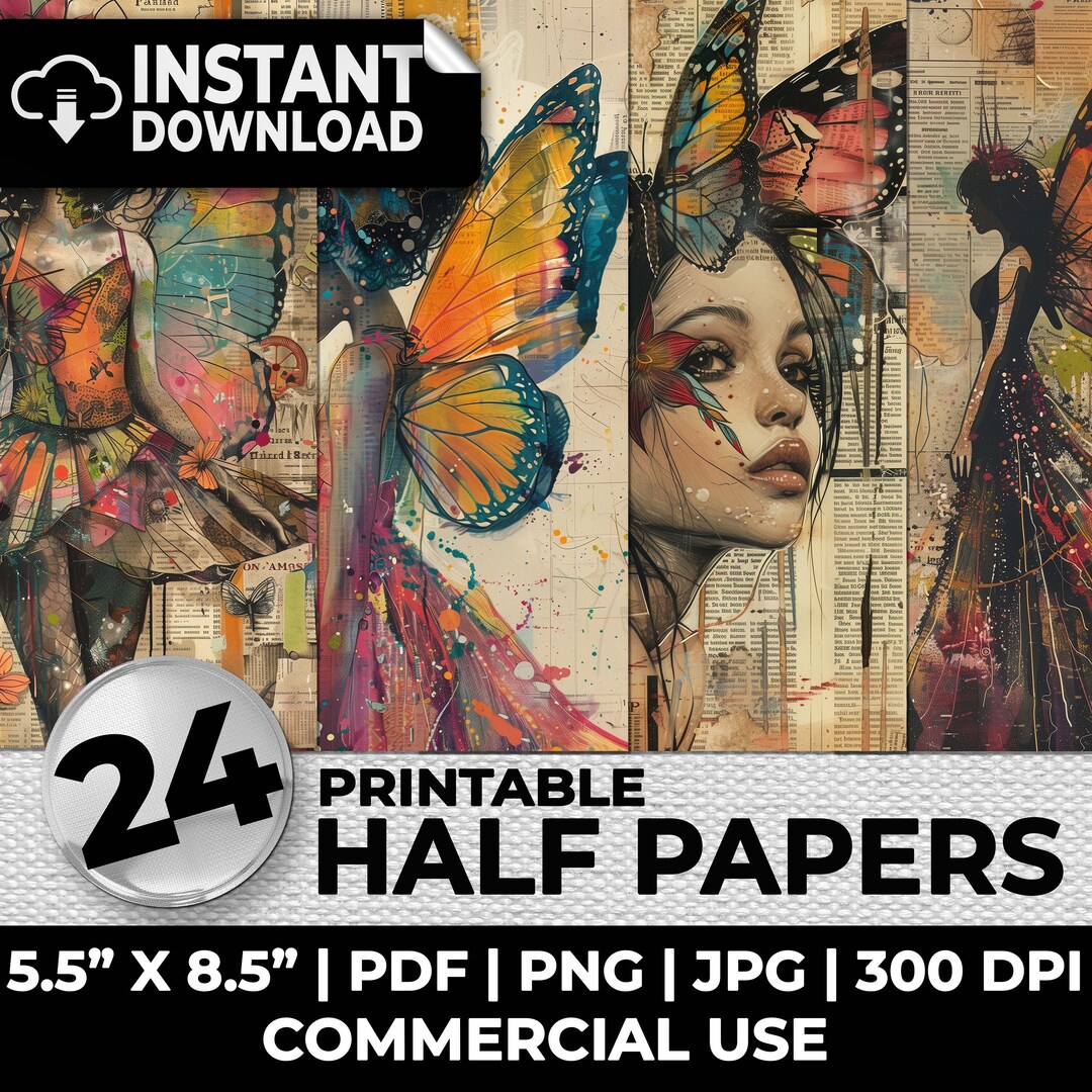 Fairy Vintage Newspaper Printable Half Papers Fairies Distressed Junk ...