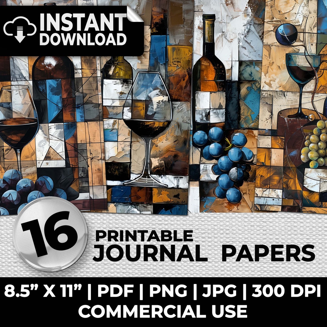 Wine Grapes Journal Papers Printable Pages Ephemera Scrapbooking ...