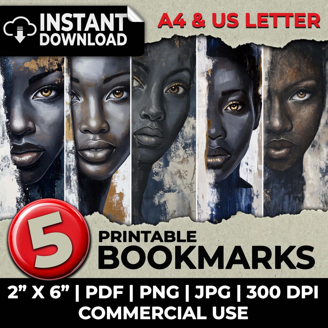 Black Woman Art Printable Bookmarks: African American Ephemera (set of ...