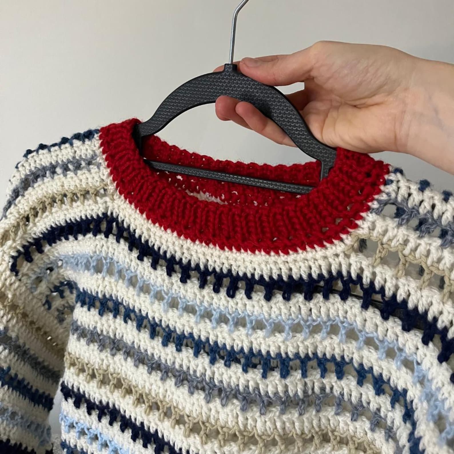 Handmade Crochet Striped Sweater - Unique Knit Jumper - Etsy