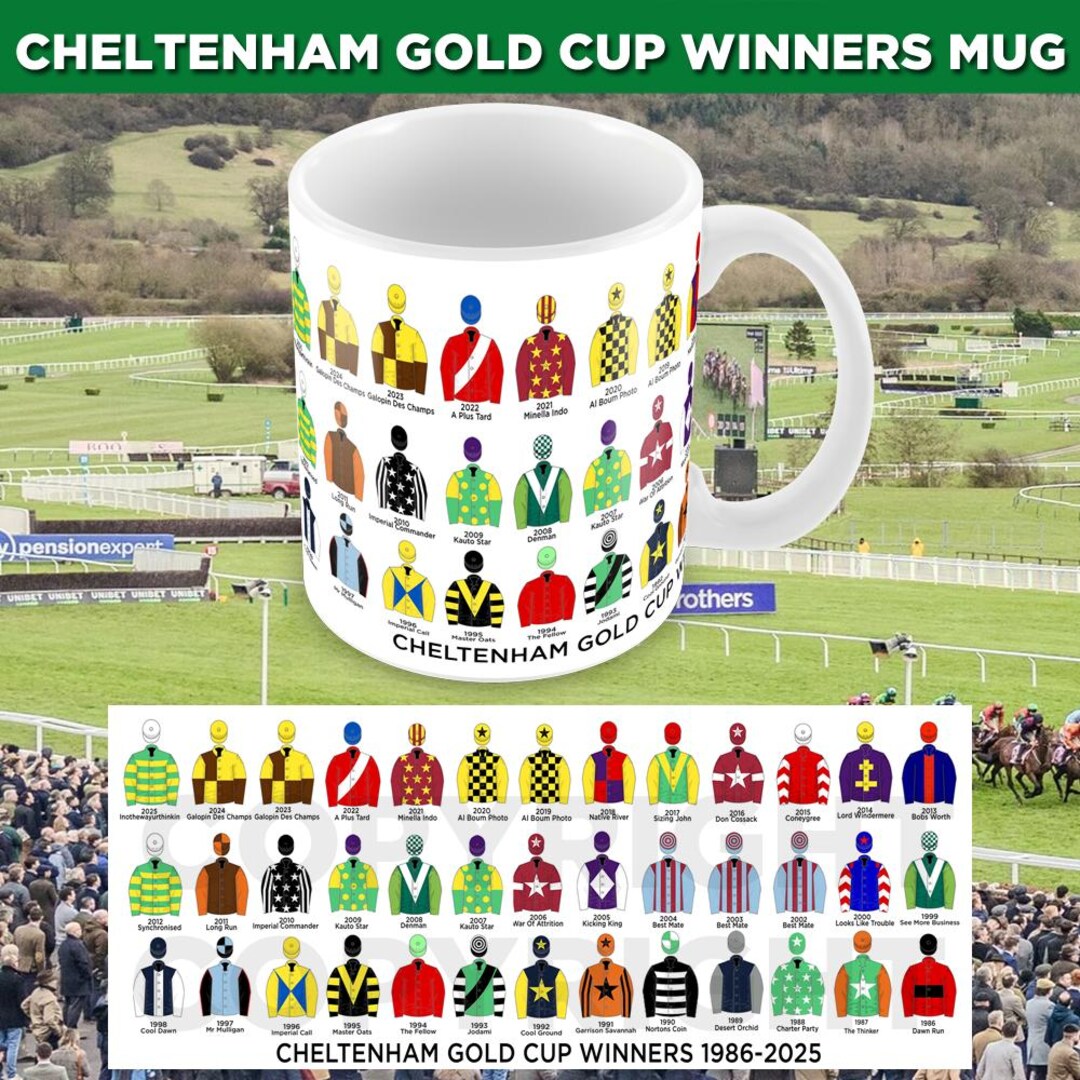 Horse Racing Cheltenham Gold Cup Winners 1986-2025 Mug Cup National ...