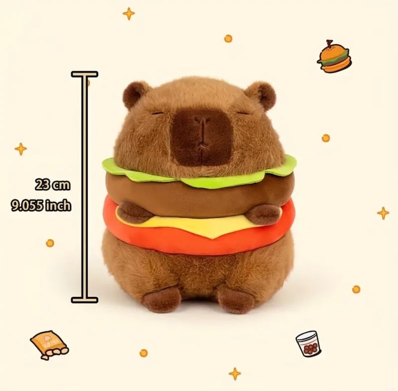 Cuddly Capybara Burger Plush Toy Adorable Stuffed Animal Perfect Gift ...