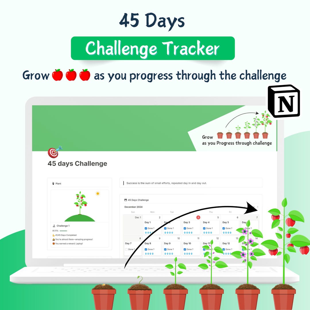 Gamified Notion 45-day Challenge Tracker Habit Tracker, Aesthetic ...