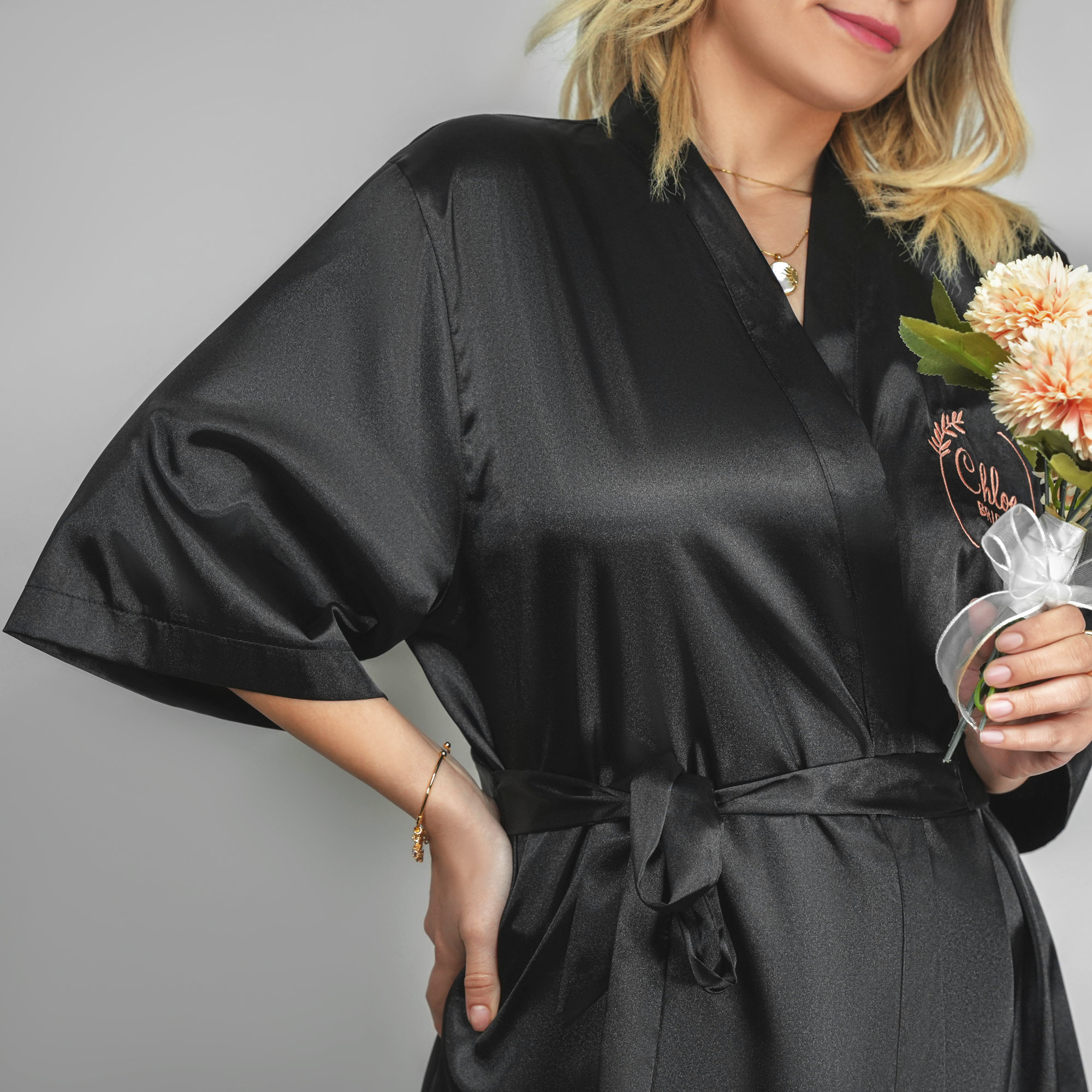 Custom Floral Satin Robe, Bridesmaid Proposal Idea, Bridesmaid Robes ...