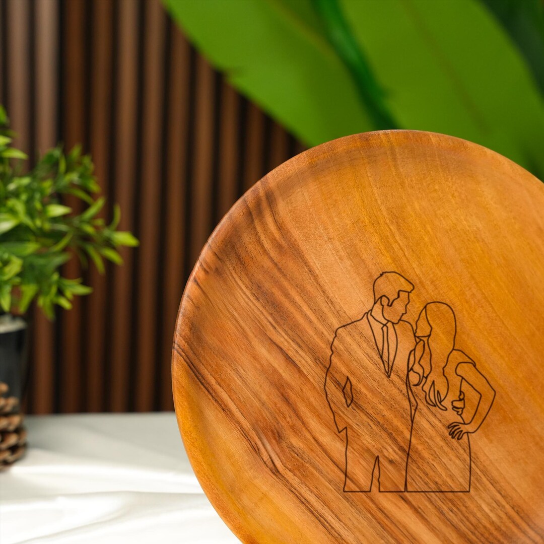 Personalized Photo Engraved Wood Plate: Custom Portrait, 5th ...