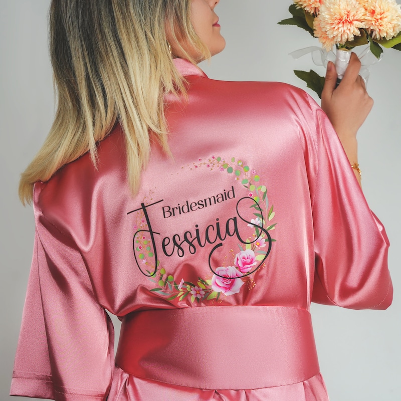 Floral Satin Robe - Etsy