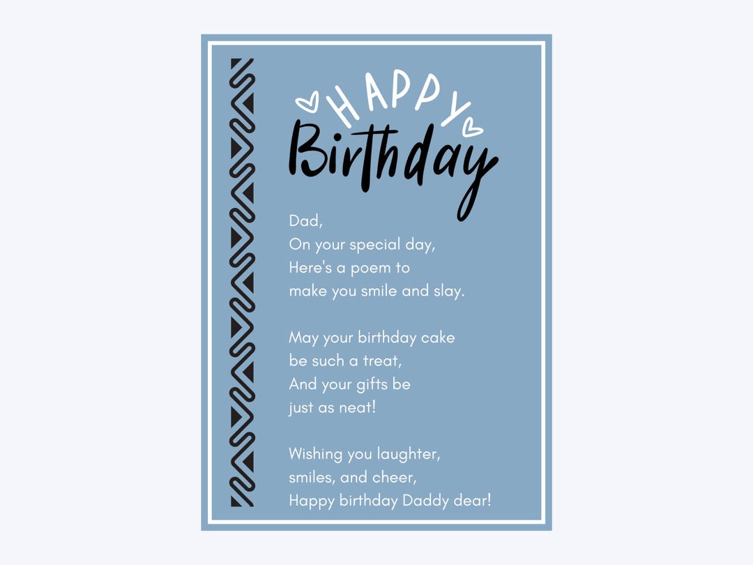 Dad Birthday Poem Printable Instant Download Perfect for Framing and ...