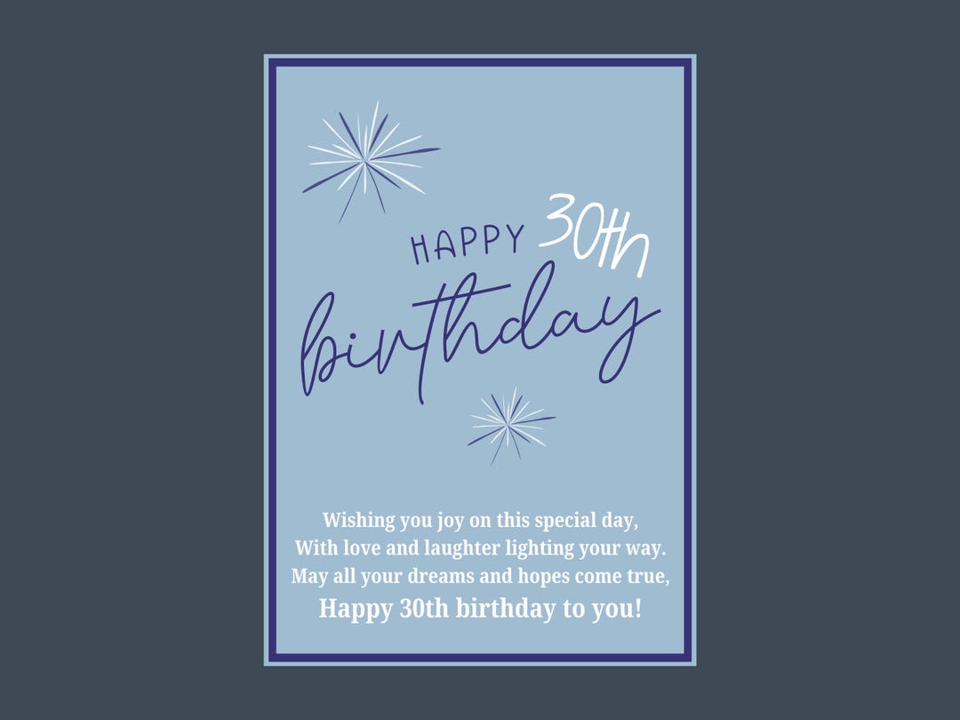 Happy Birthday Poems Happy 30th Birthday Prints Birthday Printouts ...