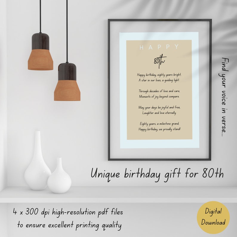 80th Birthday Poem Print Birthday Wishes Unique Birthday Gift Printable ... 80th Birthday Poem Print Birthday Wishes Unique Birthday Gift Printable ...